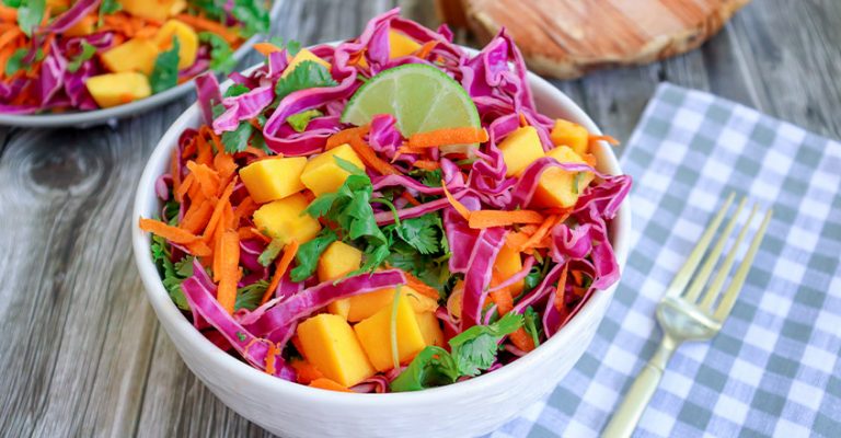 Red Cabbage and Mango Slaw - Plant-Based Diet Recipes