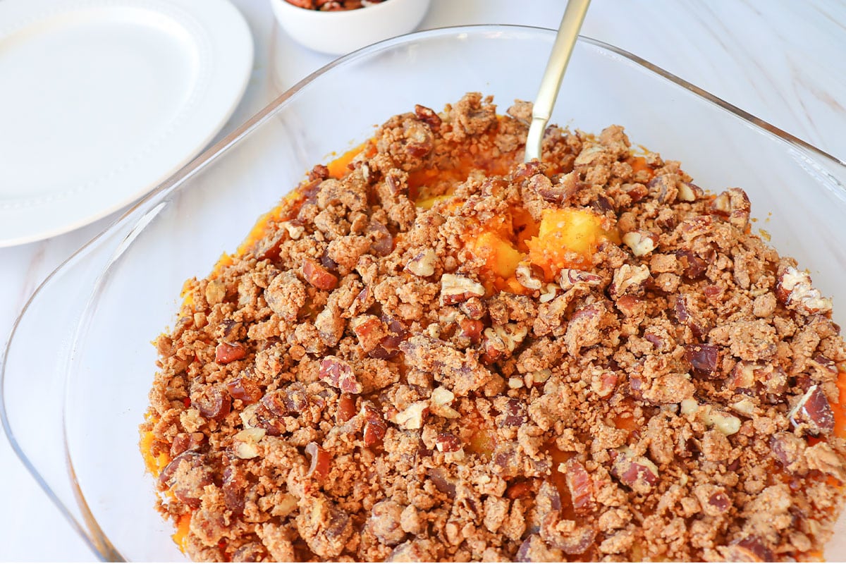 Sweet Potato Pineapple Casserole With Pecan Streusel - Recipe - Sides