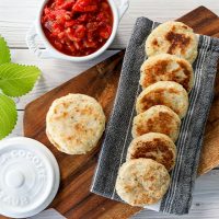 Yuca Arepas with Hogao (Tomato and Onion) Sauce - Center for Nutrition ...